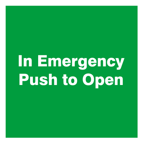 Push Button to Open Safety Sign Pk 10 or 50 - Isee Access Solutions